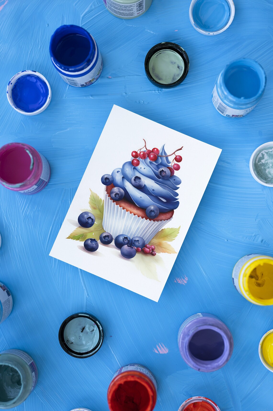 Cupcake Print Berry Cupcake Printable Blueberry Pastry Wall - Etsy