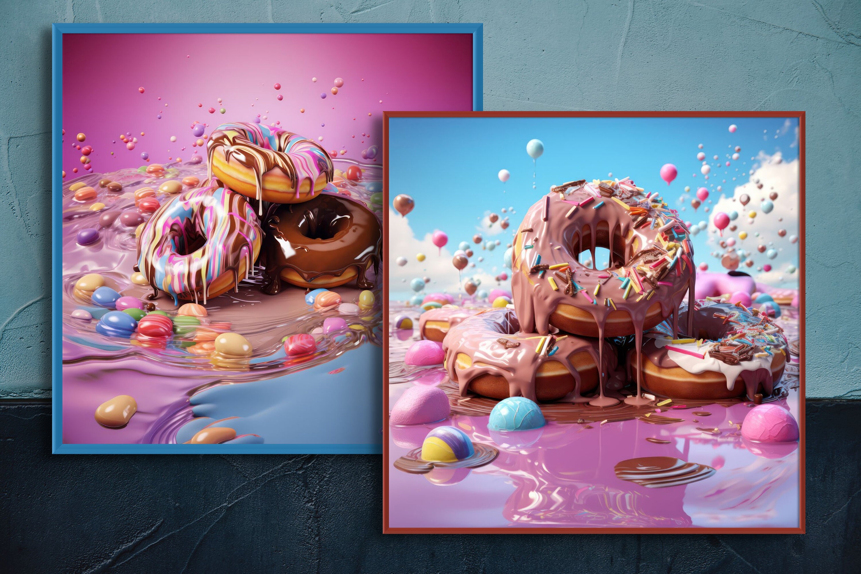 Colorful Donut Print Donut Printable Pastry Patisserie Wall Art Kitchen ...