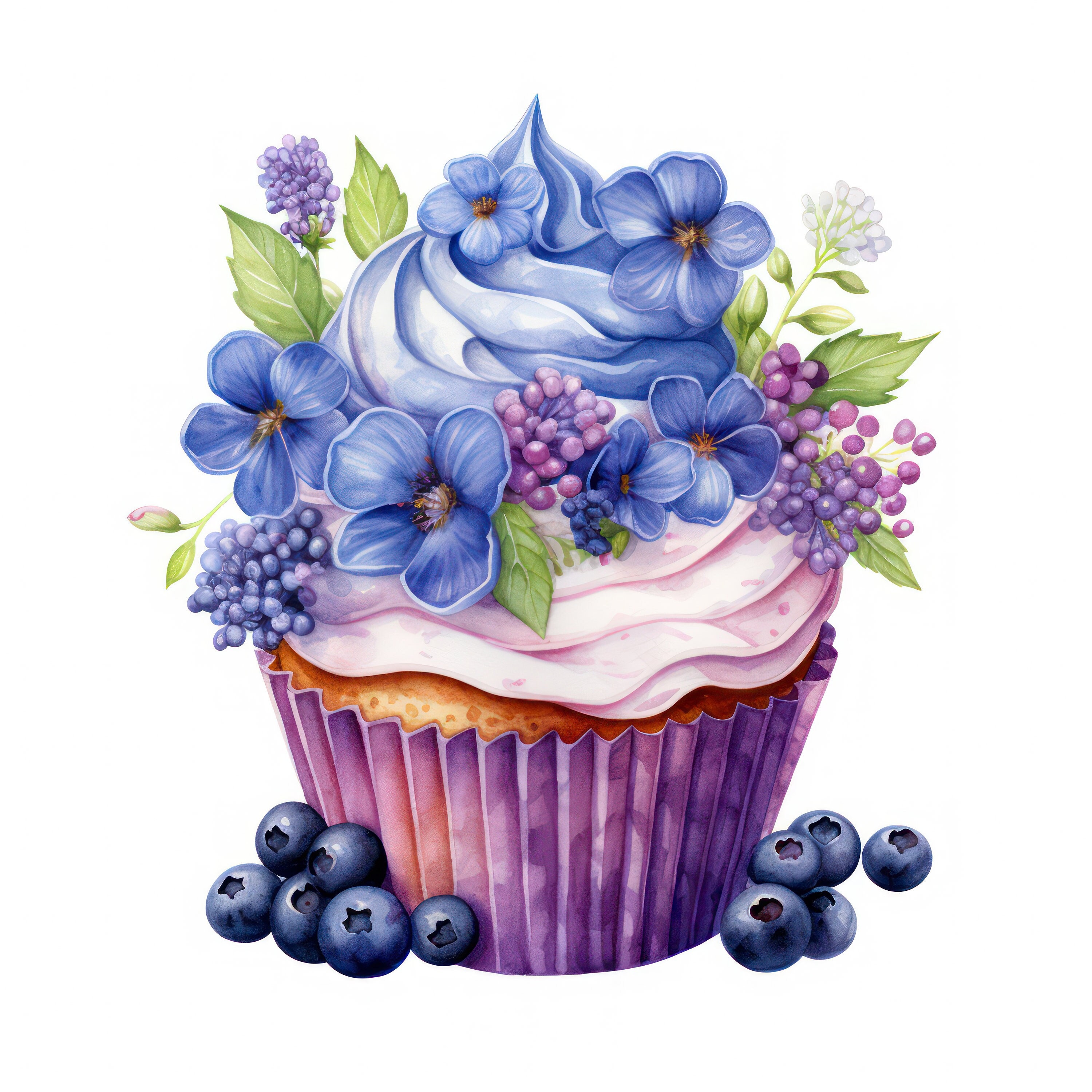 Cupcake Print Blueberry Cupcake Printable Pastry Wall Art Patisserie ...