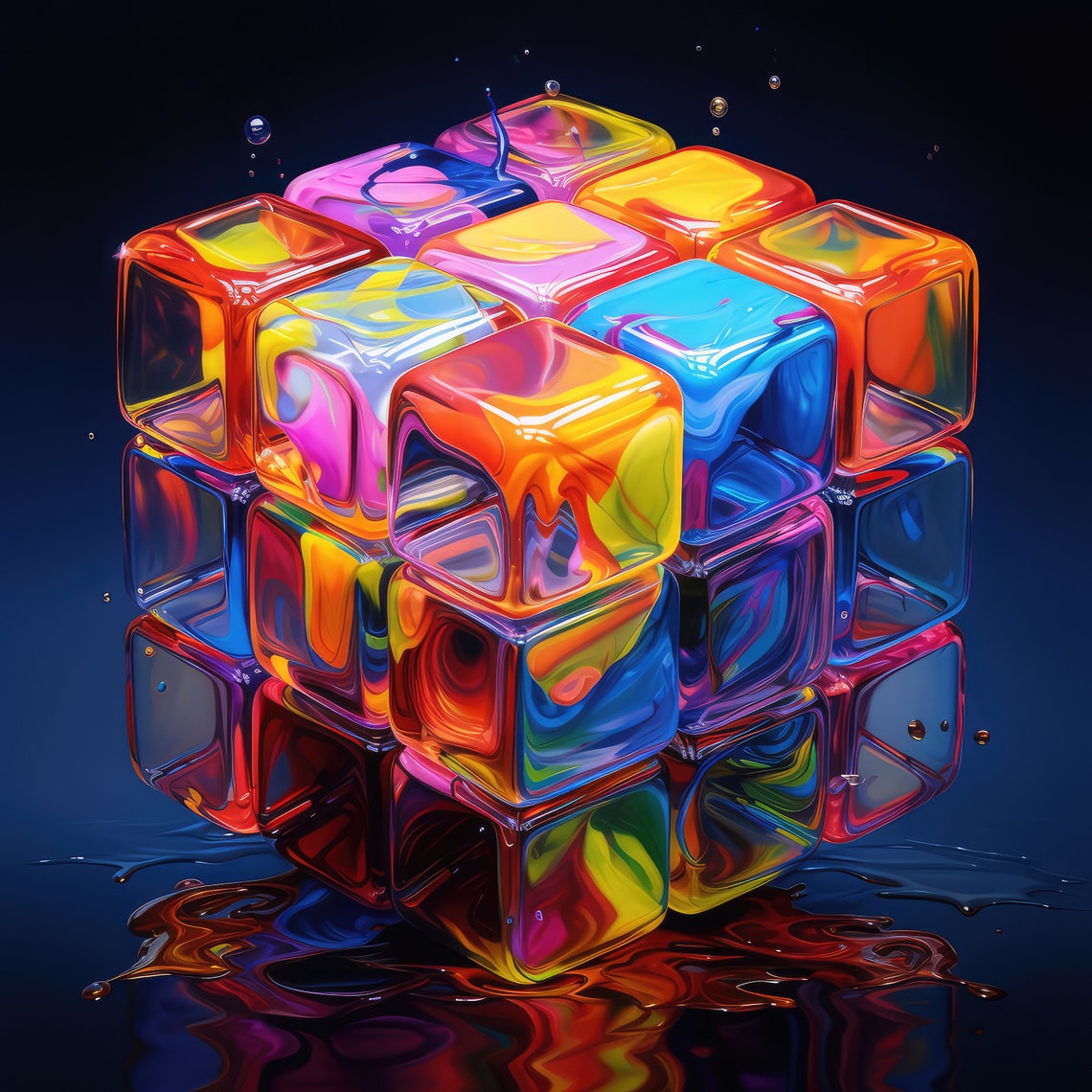 Rubik Cube Printable Rubik Cube Print Colorful Wall Art Download ...