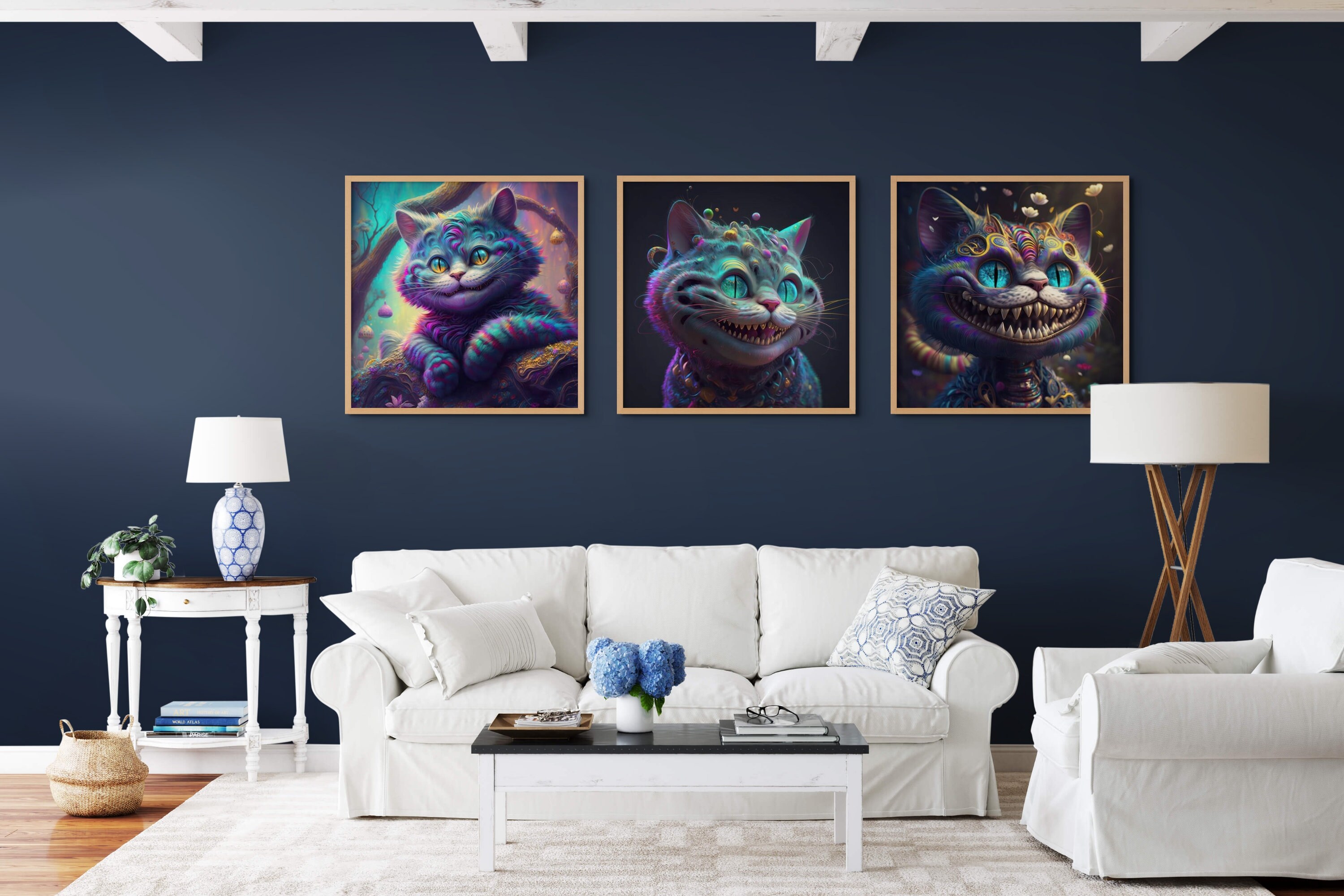 Cheshire Cat Art, Cheshire Cat Printable, Colorful Cat Poster, Cat ...