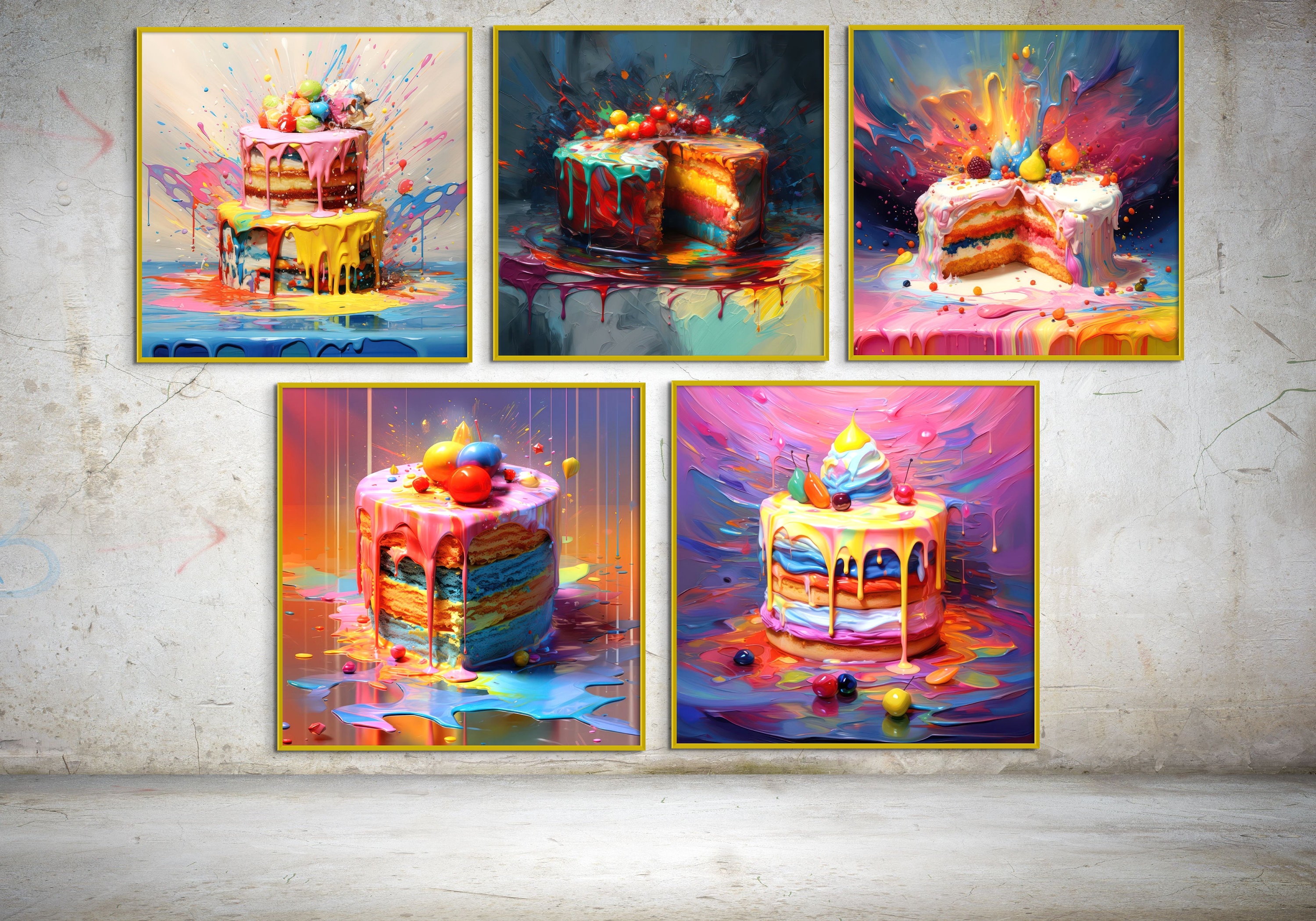 Colorful Cake Print Cake Printable Pastry Poster Patisserie Picture Oil ...