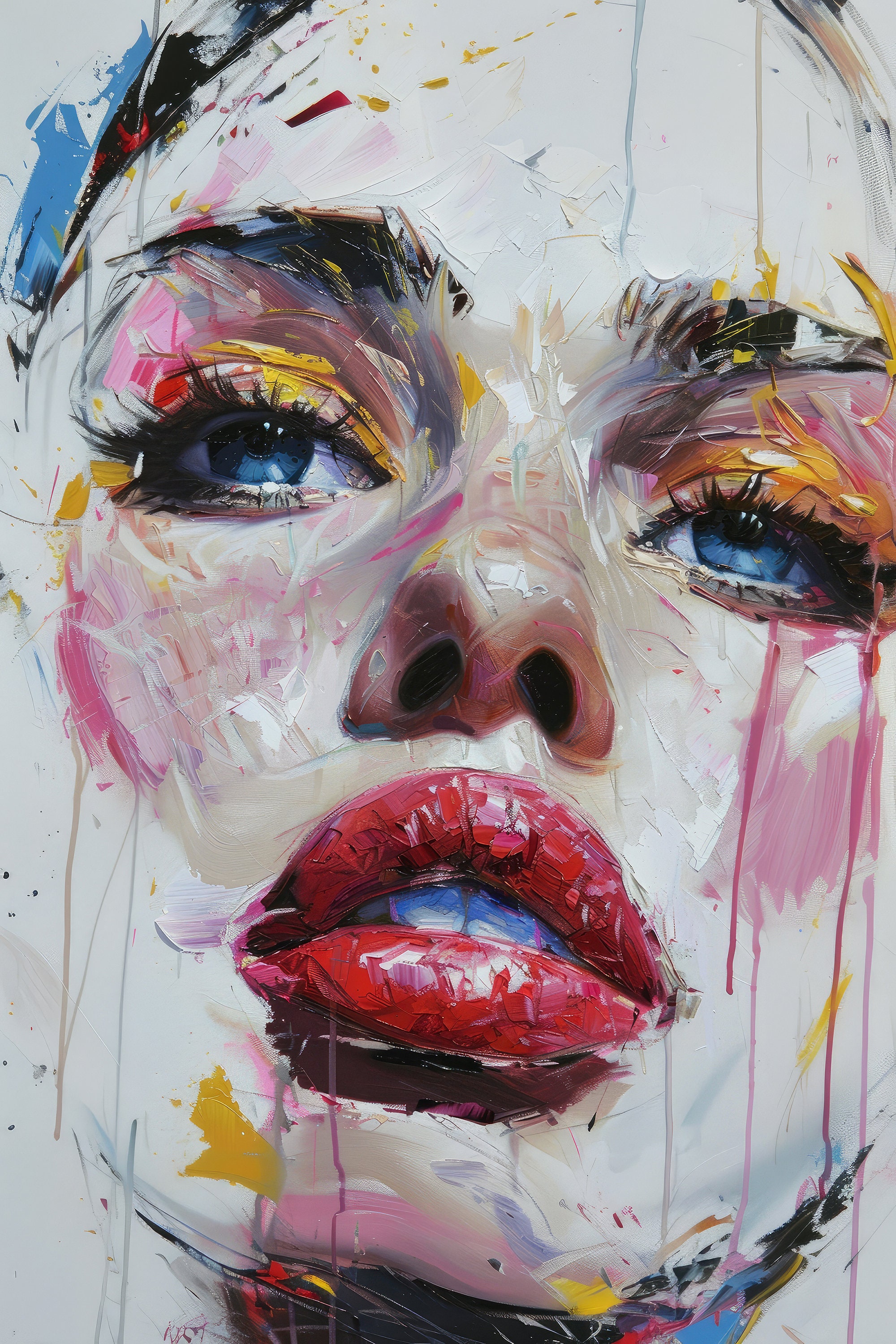 Woman Portrait Print Woman Face Printable Wall Art Painting Female Face ...
