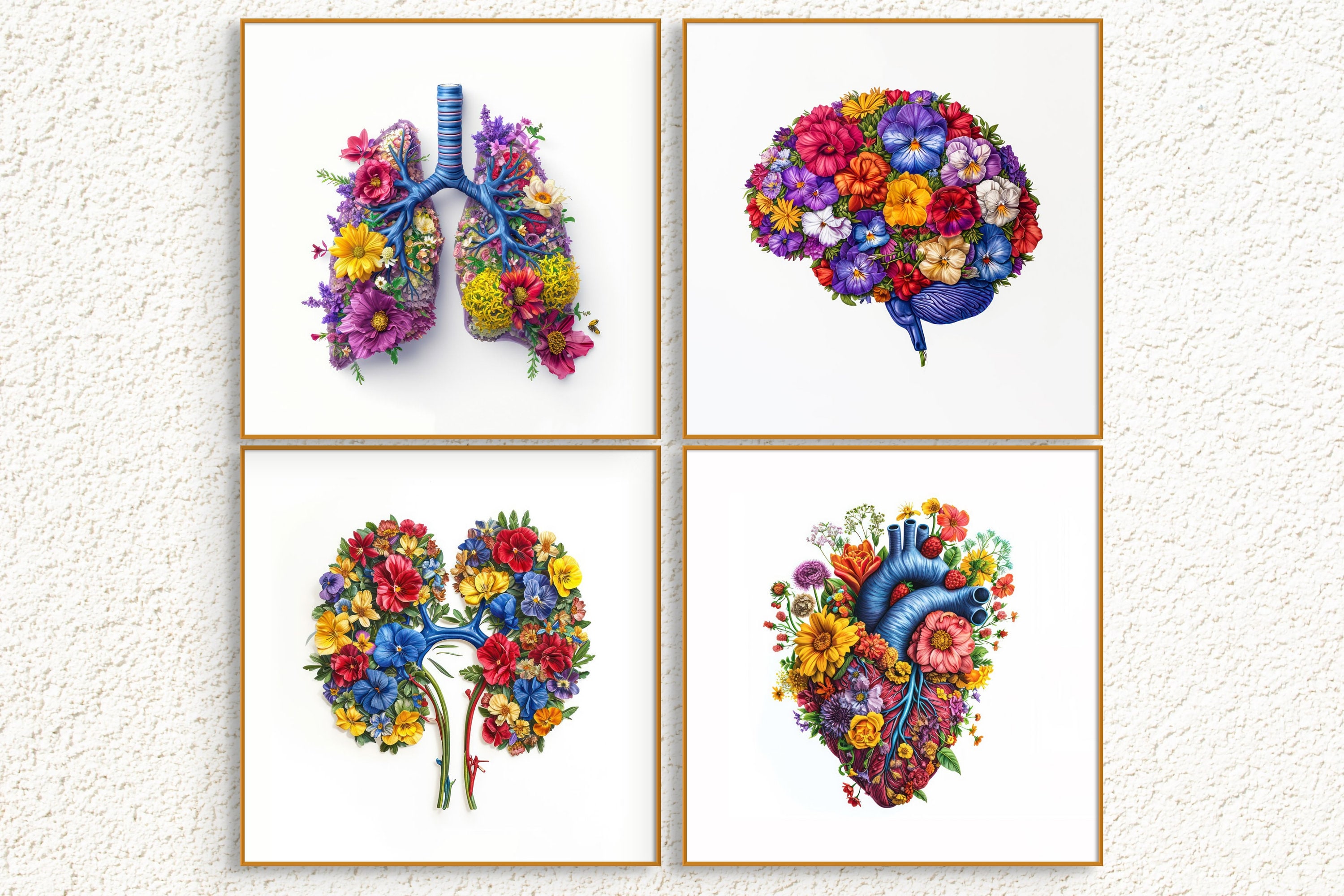 Human Heart Brain Lungs Human Kidneys Print Anatomical Printable ...