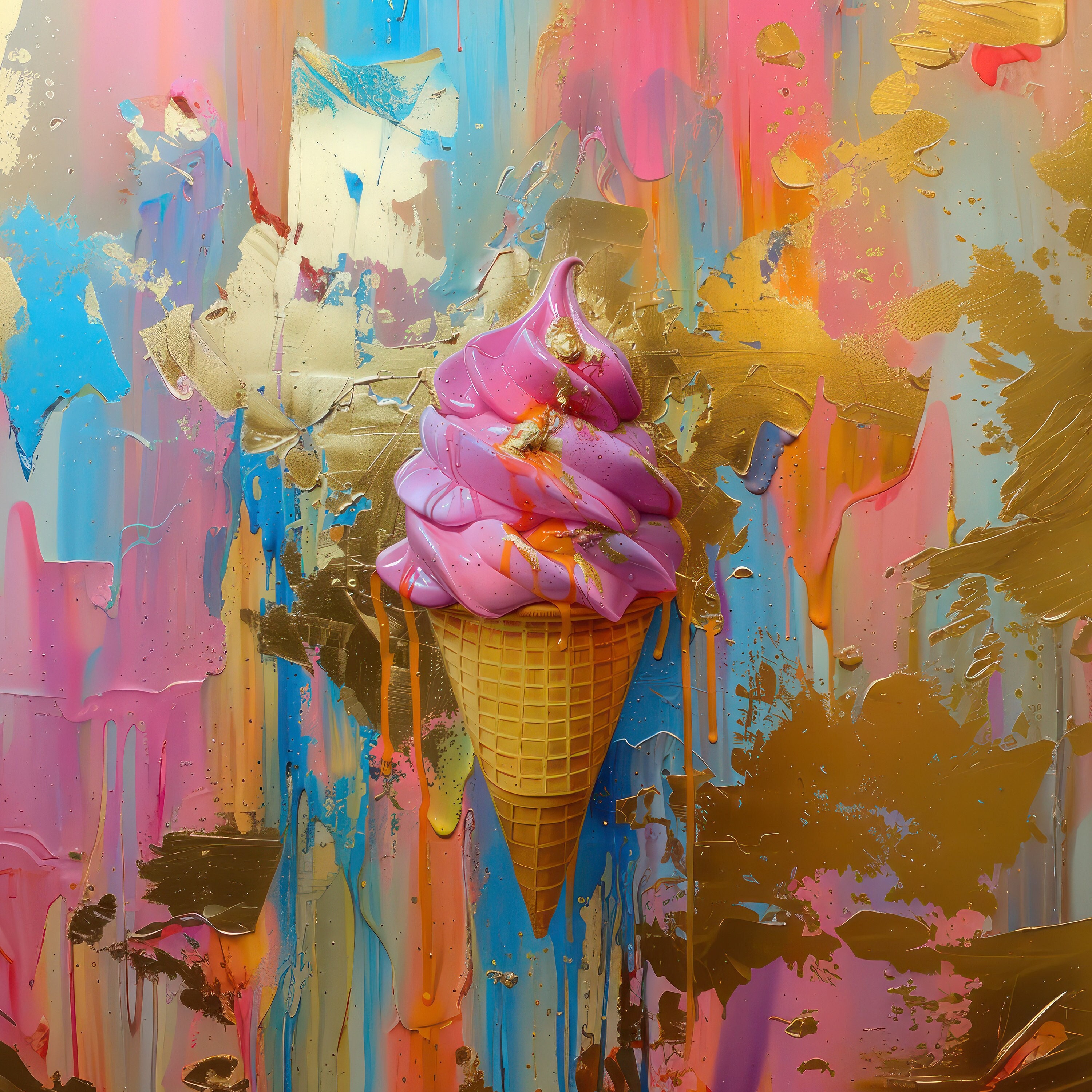Ice Cream Print Colorful Food Poster Kitchen Wall Art Gelato Artwork ...