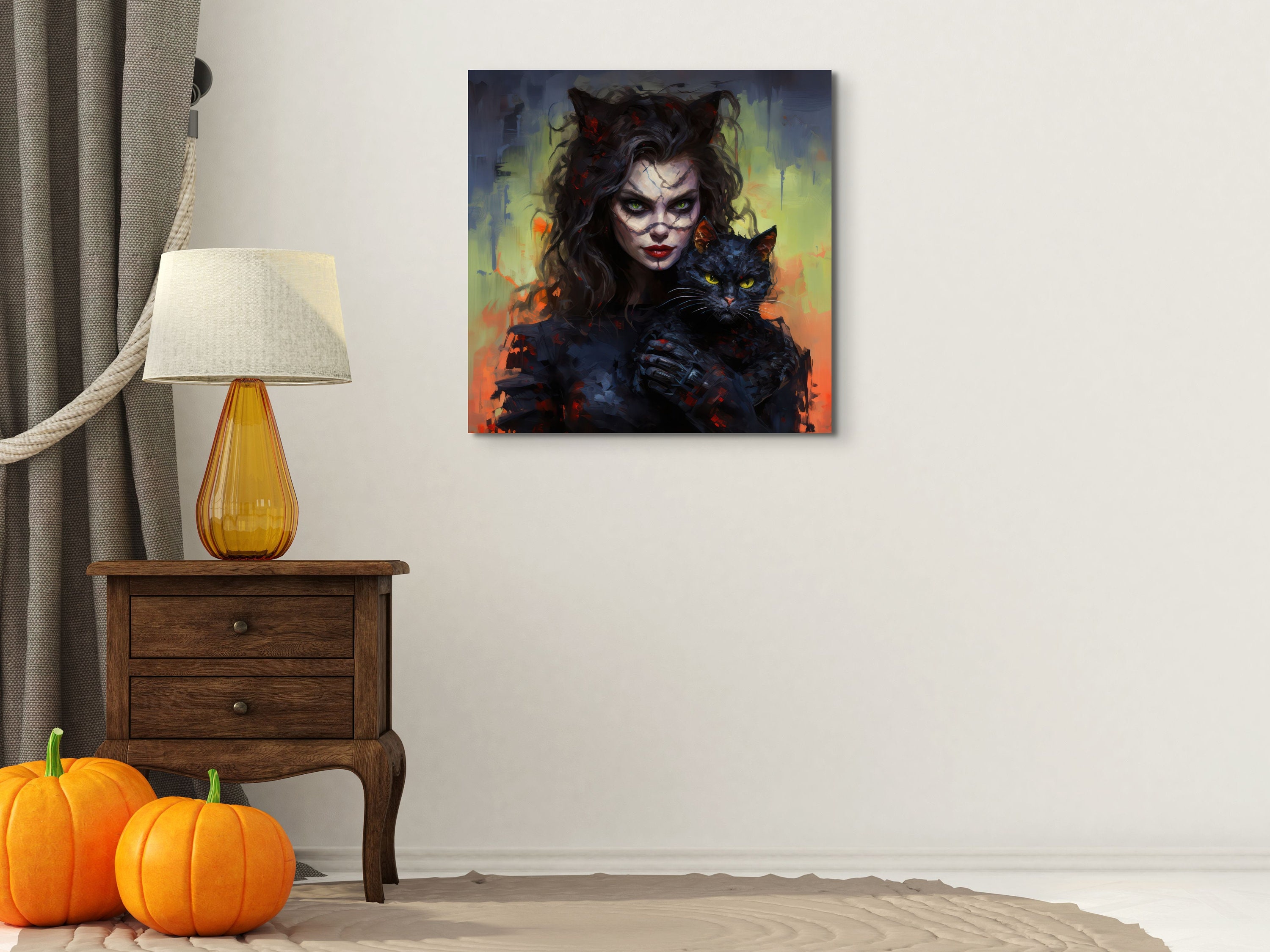 Halloween Print Halloween Black Cat Printable Jack O Lantern Poster ...
