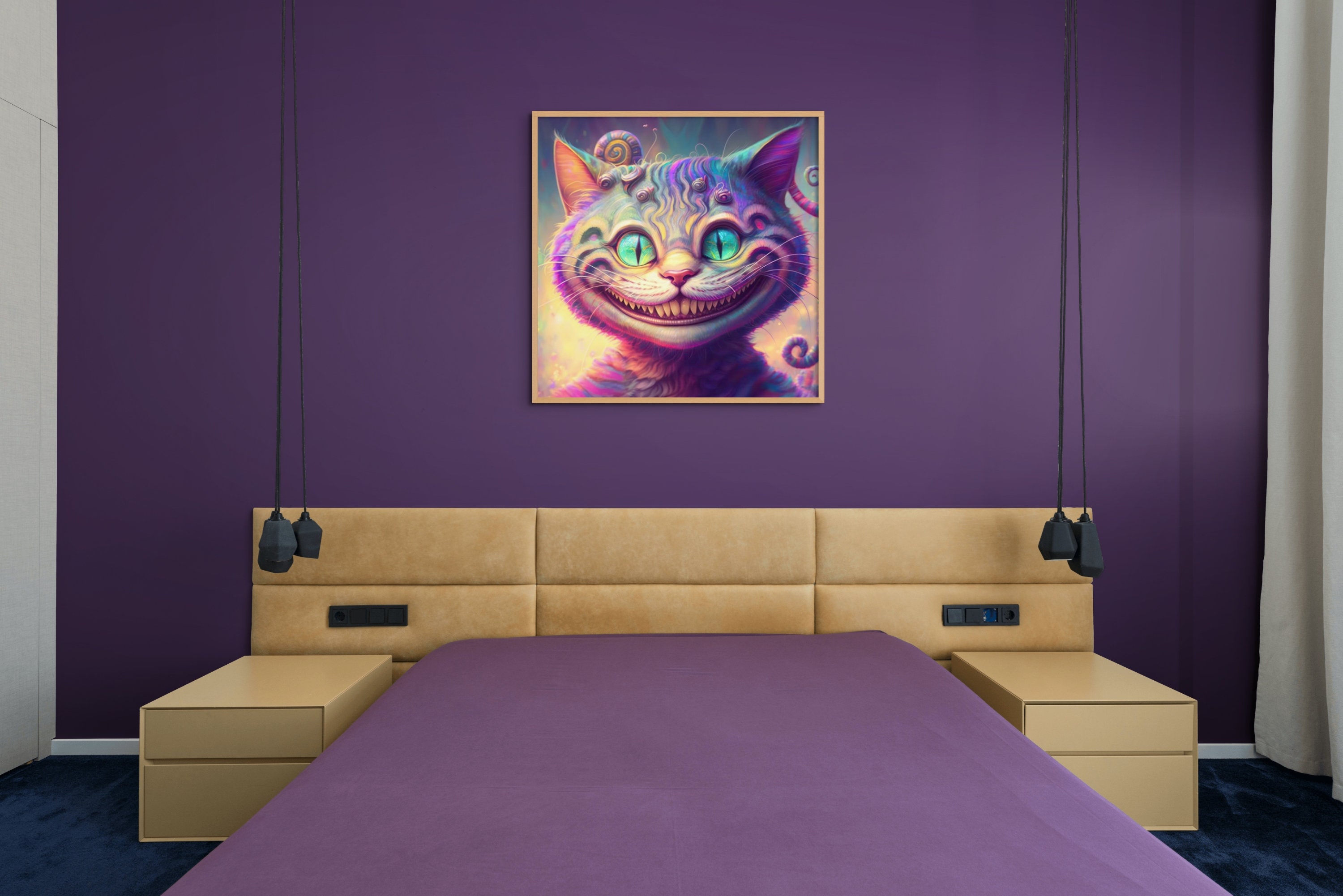 Cheshire Cat Art, Colorful Cat Poster, Cheshire Cat Printable, Cat ...