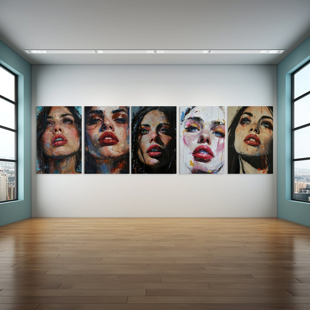 Woman Portrait Print Woman Face Printable Wall Art Painting Female Face ...