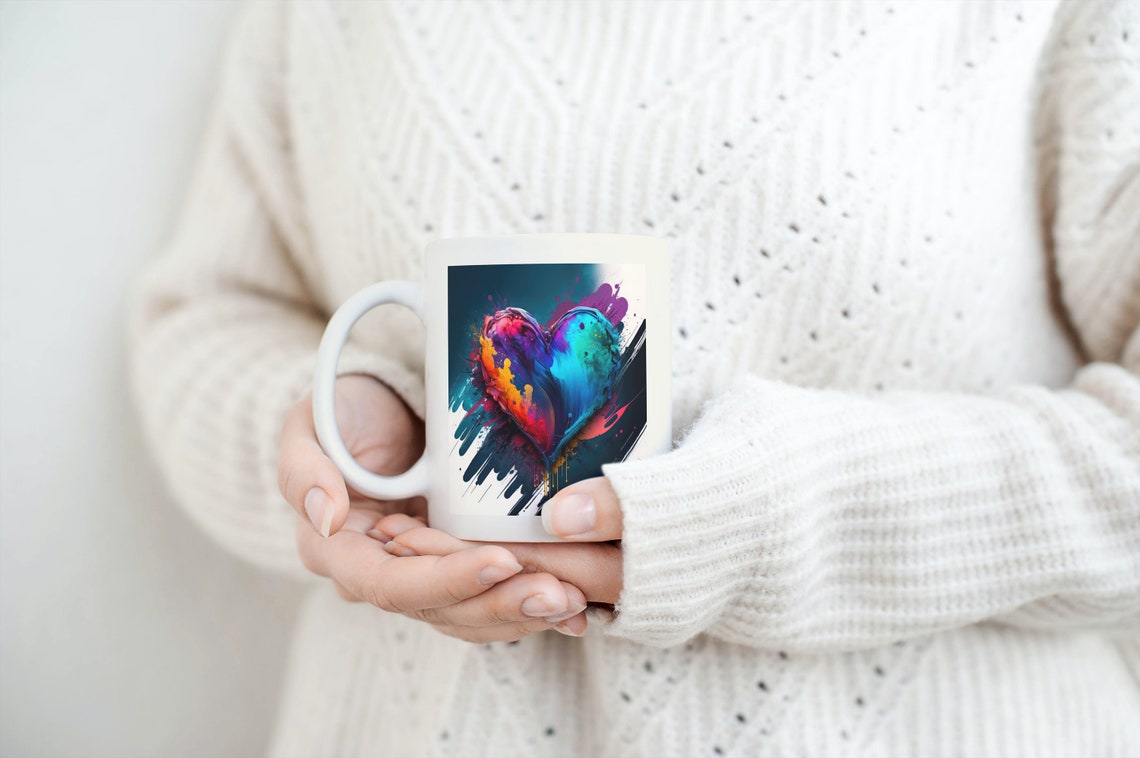 Heart Print Oil Paint Heart Printable Stylized Heart Wall Art Valentine ...