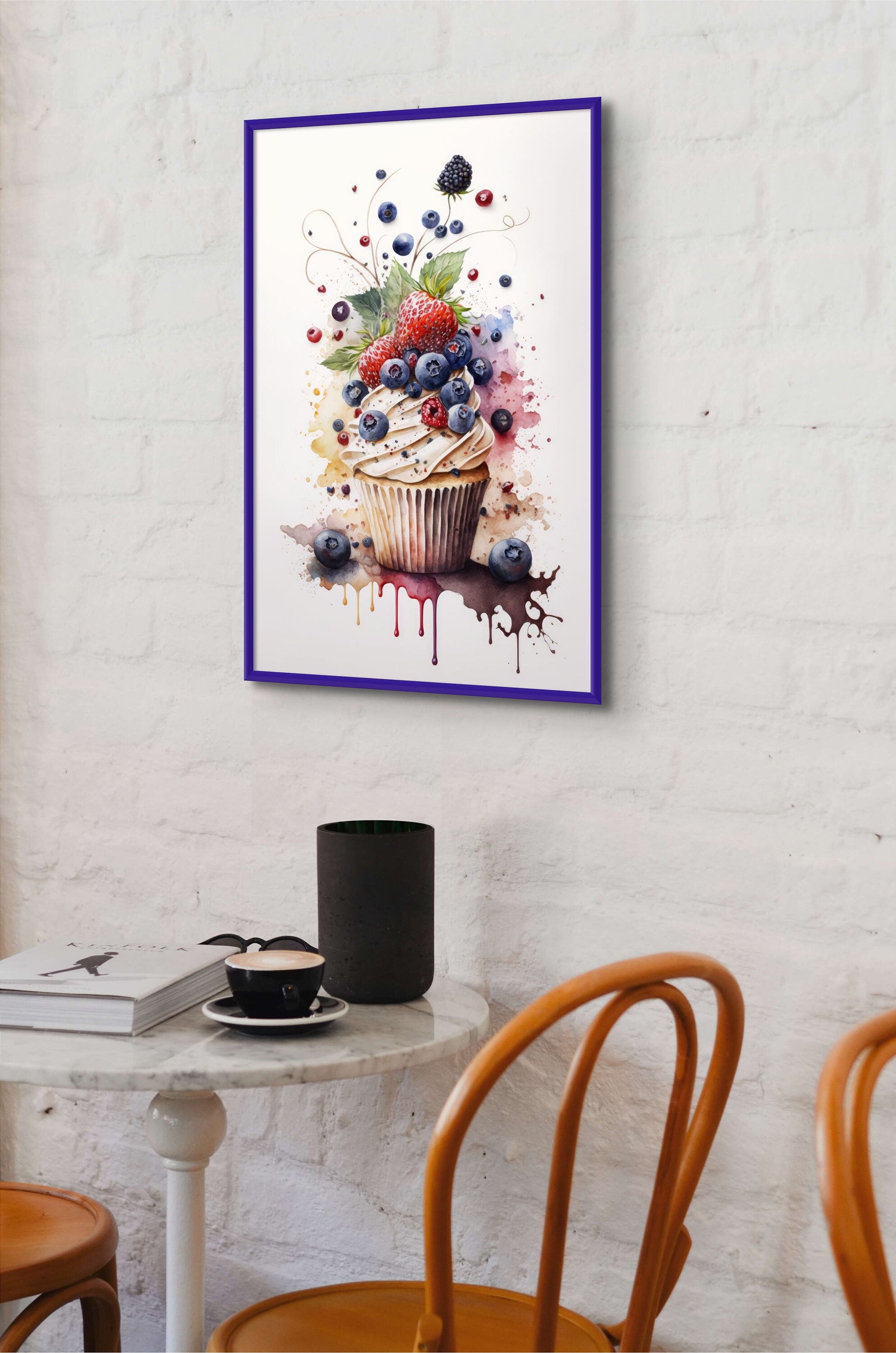 Cupcake Print Berry Cupcake Printable Pastry Wall Art Patisserie ...