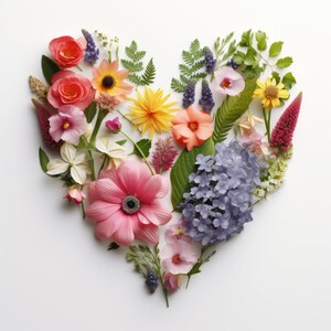 Flower Heart Print Heart of Flowers Printable Heart Poster AI Art Wall ...