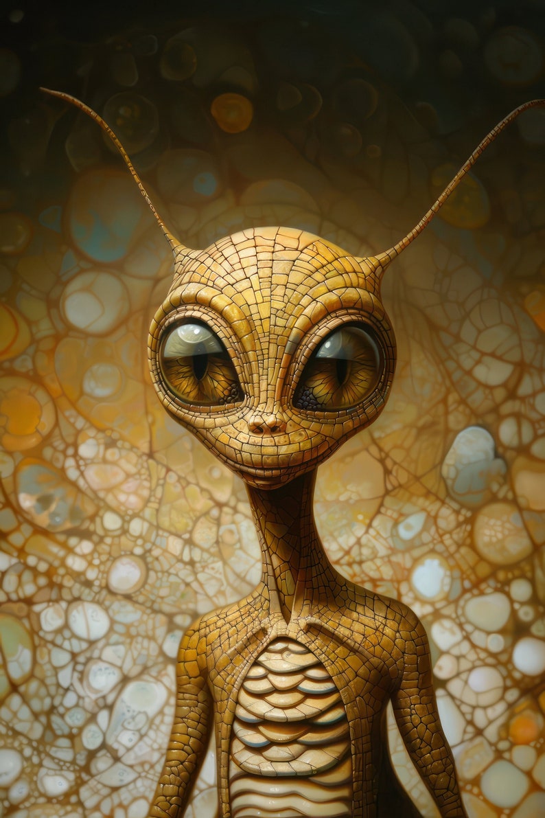 Alien Poster Alien Painting Alien Printable Cosmos Wall Art Space Home ...