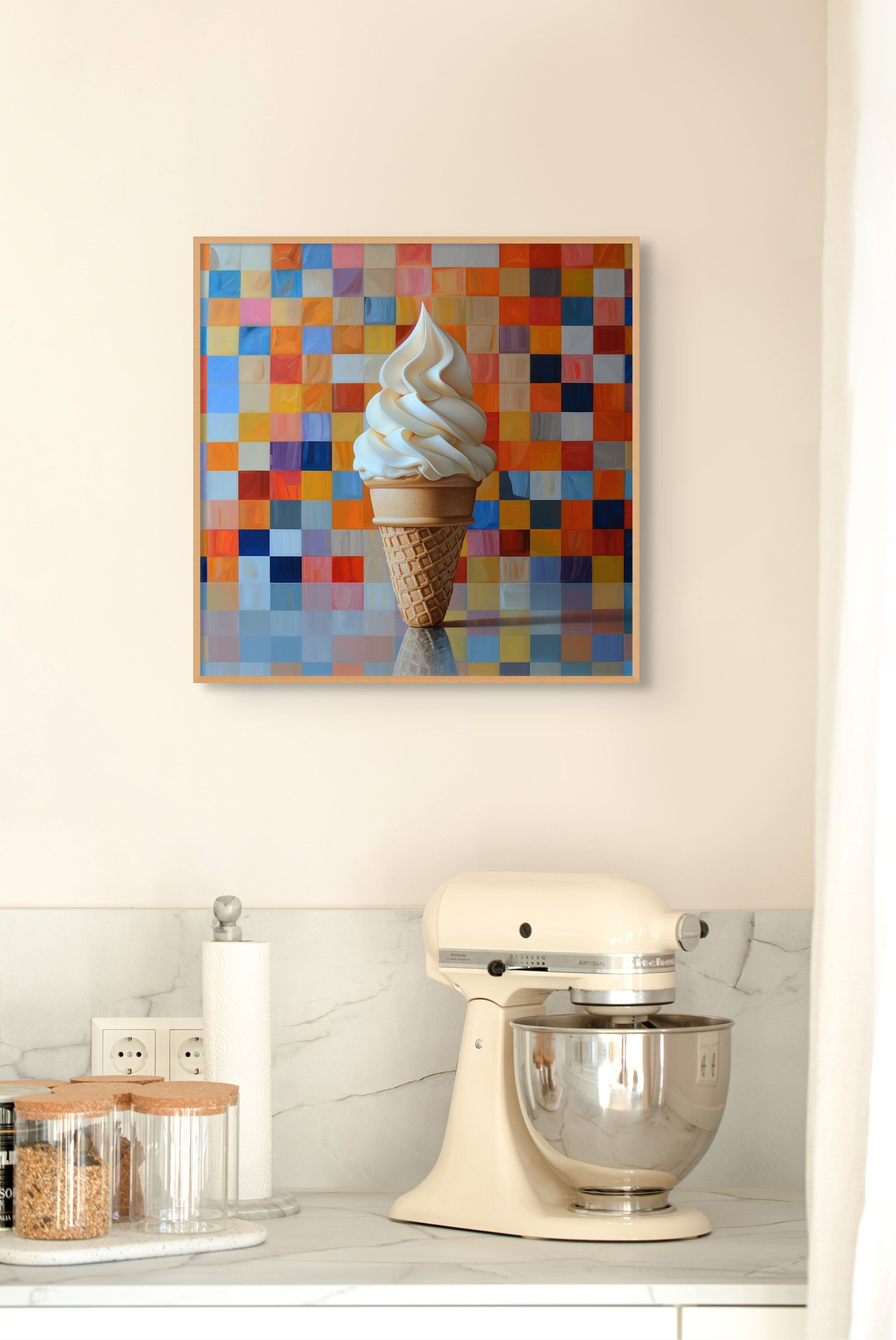 Ice Cream Print Colorful Food Poster Kitchen Wall Art Whimsical Gelato ...