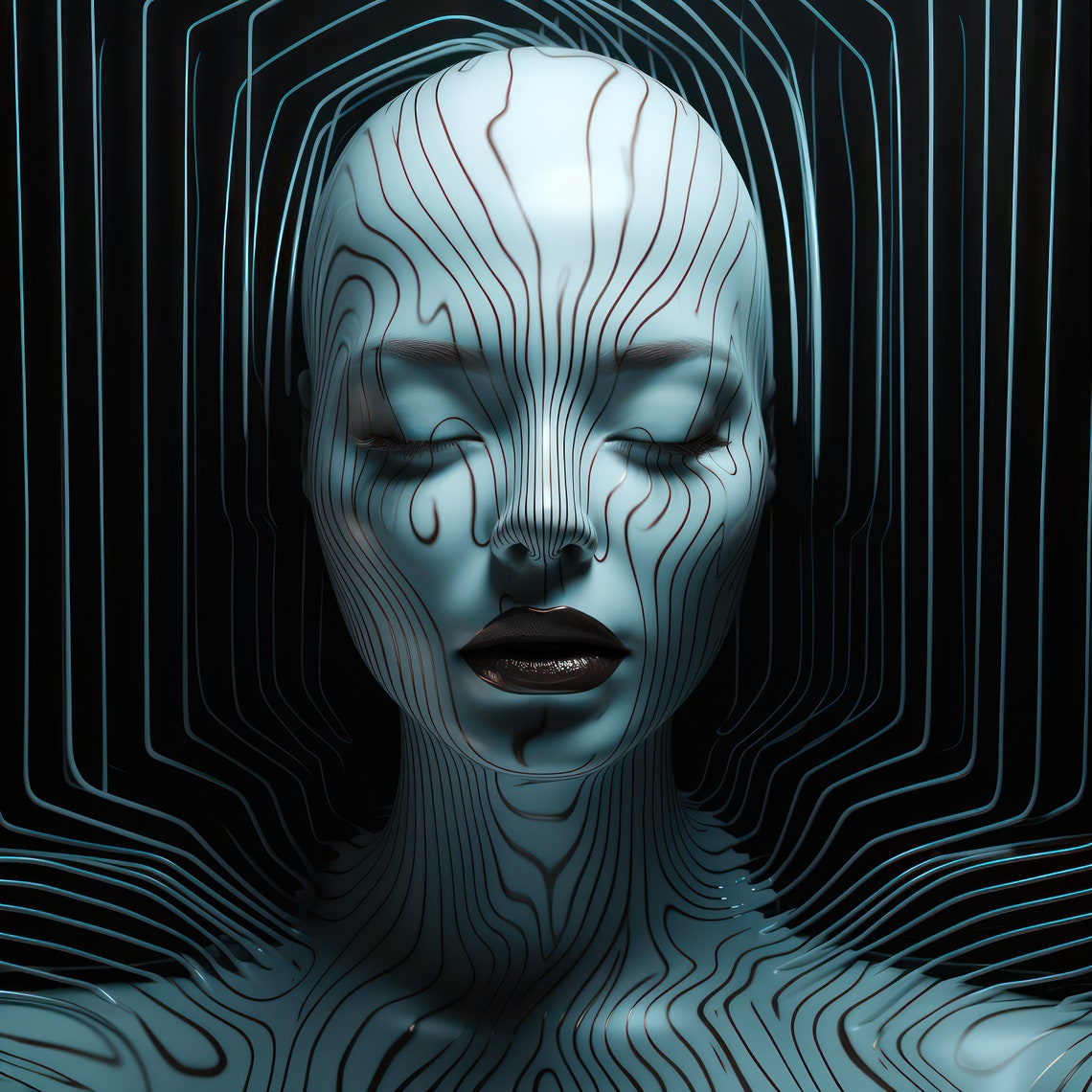 Woman Portrait Woman Face Printable Minimal Print Female Face - Etsy