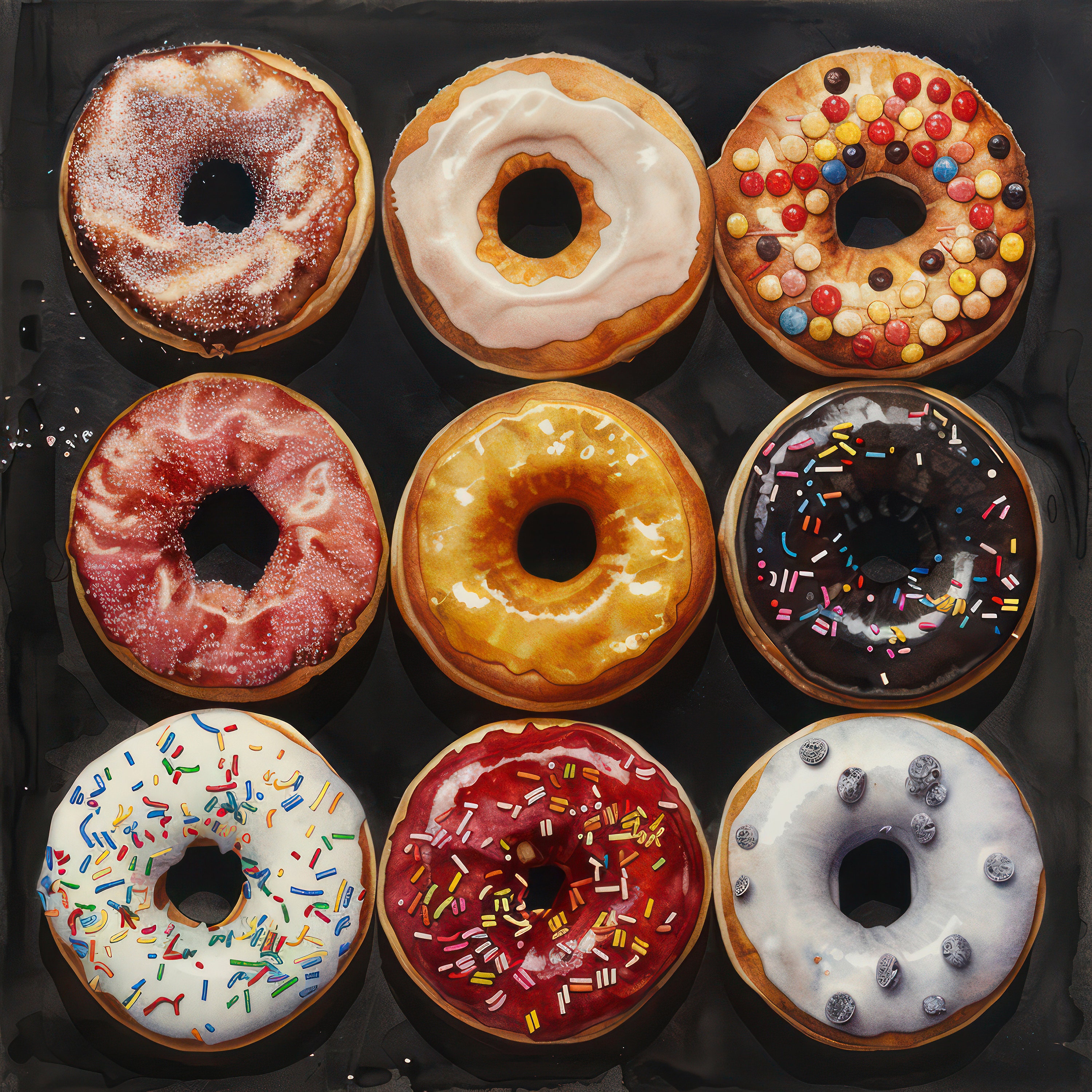 Colorful Donut Print Donut Printable Pastry Patisserie Wall Art Kitchen ...