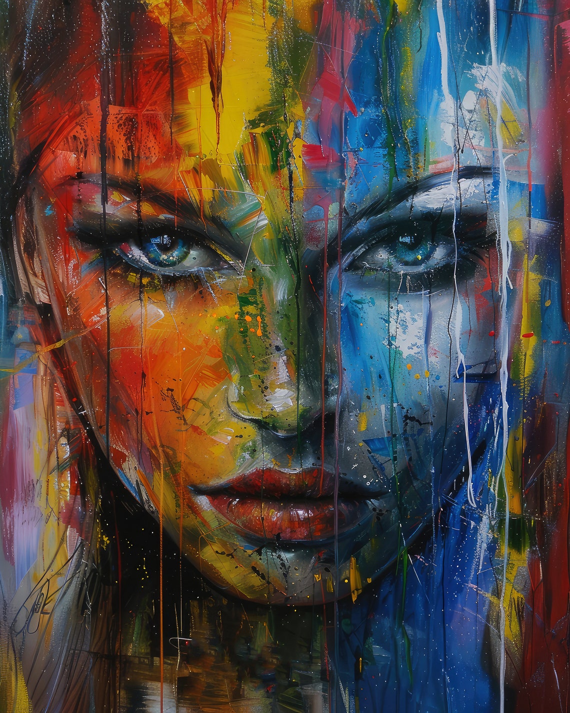 Woman Portrait Print Woman Face Printable Wall Art Painting Female Face ...