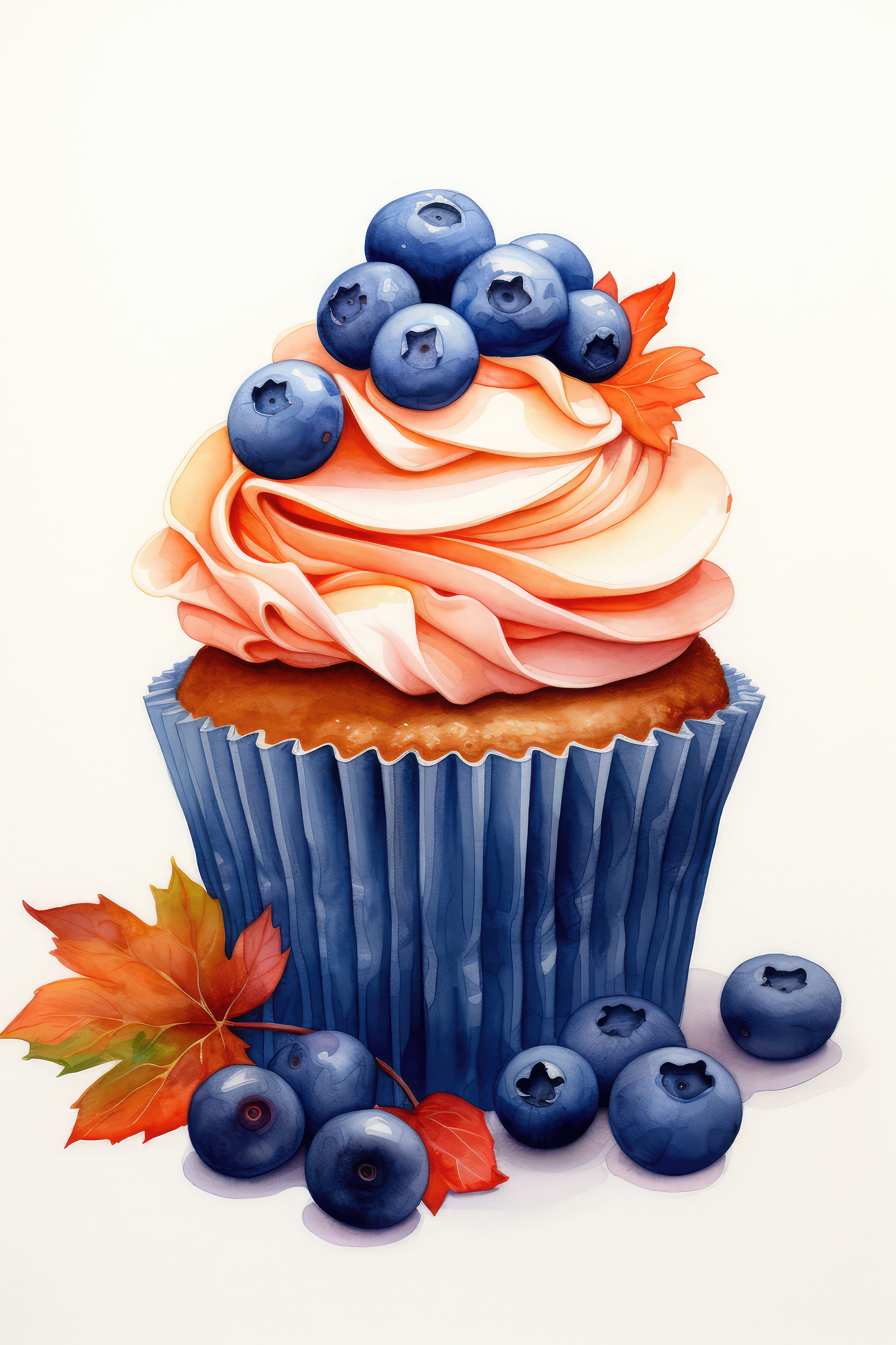 Cupcake Print Pumpkin Cupcake Printable Berry Pastry Wall Art ...
