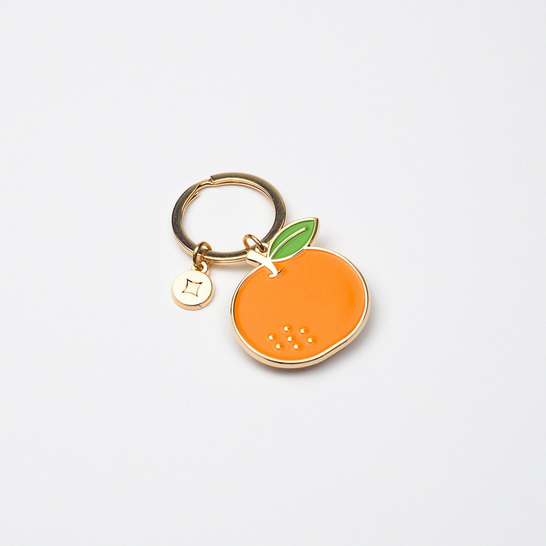 Tangerine Orange Fruit Keychain – Enamel Gold Plated - Etsy