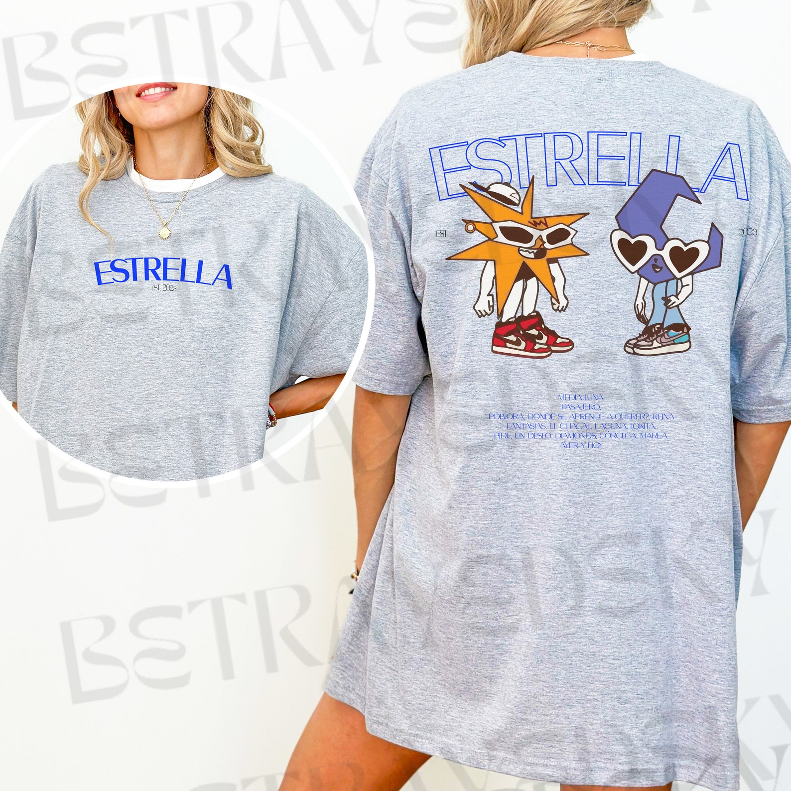 MORA Merch Estrella Album Tracklist Back Design Tee Mora Graphic T ...