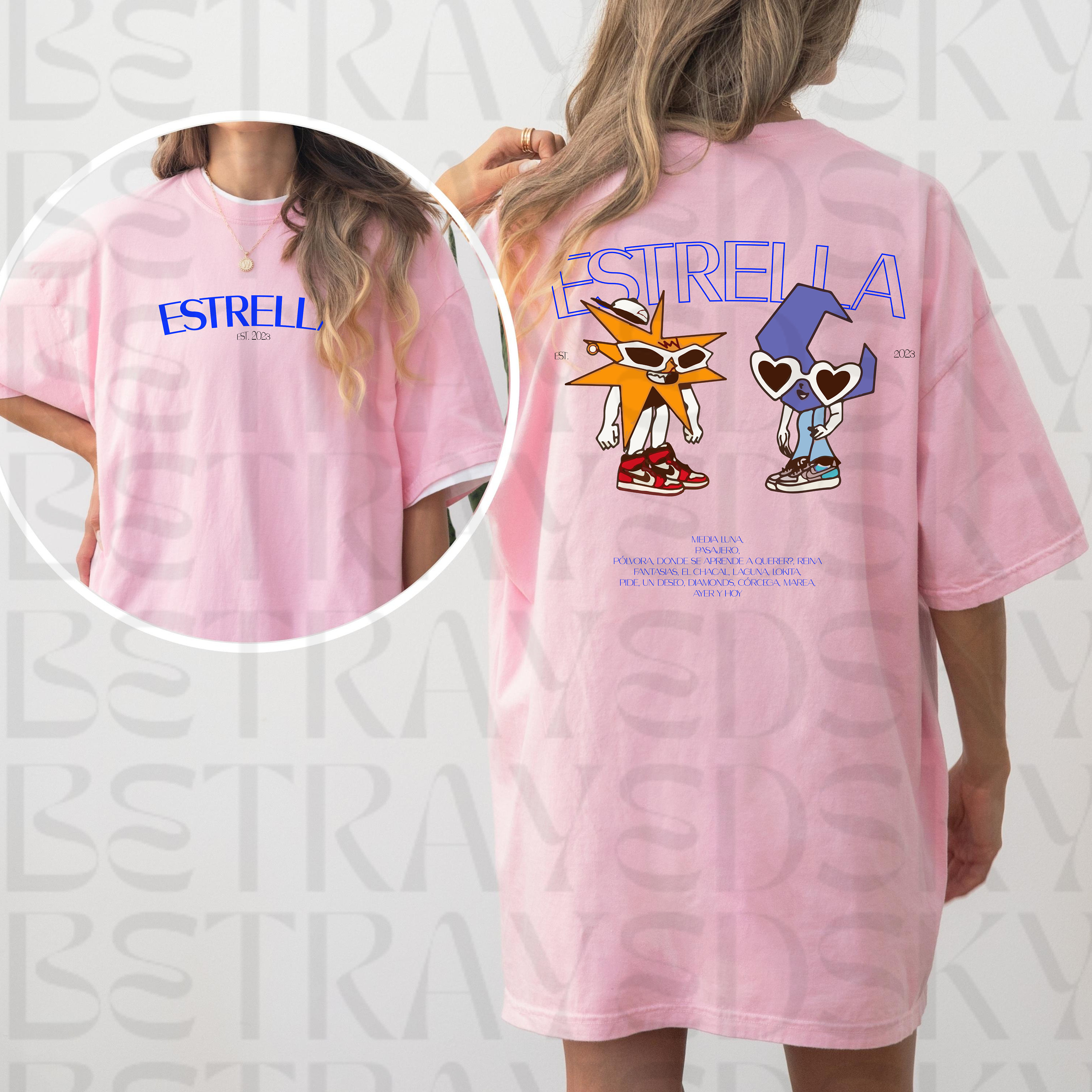 MORA Merch Estrella Album Tracklist Back Design Tee Mora Graphic T ...