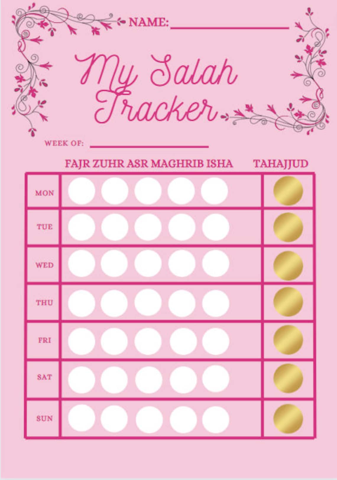 Salah Tracker, Printable Salah Tracker, Muslim Salah Tracker, Daily ...