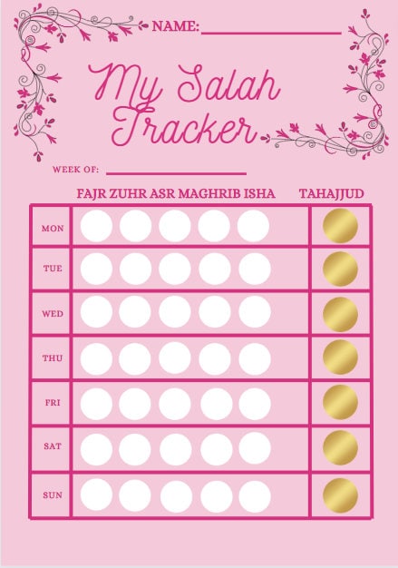 Salah Tracker, Printable Salah Tracker, Muslim Salah Tracker, Daily ...