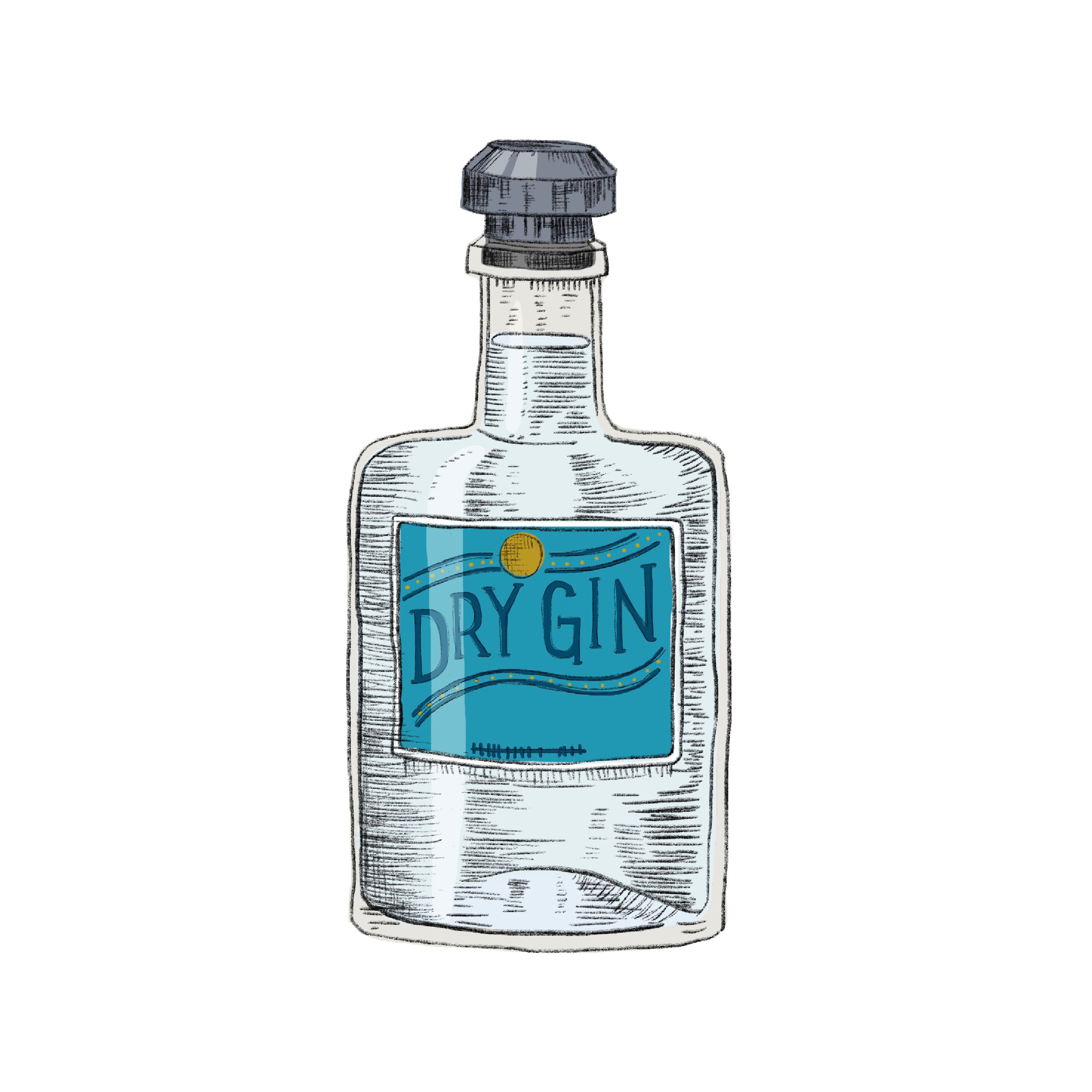 Vintage Gin Bottle Digital Art Print - Etsy