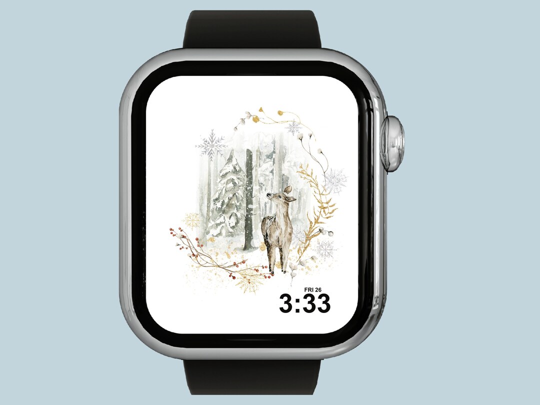 White Winter Forest Scene | Apple Watch Face/wallpaper | Doe in Snowy ...