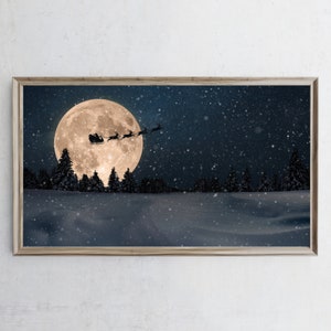 Santa's Moon Flight TV Art | Christmas PNG (digital Download) - Etsy