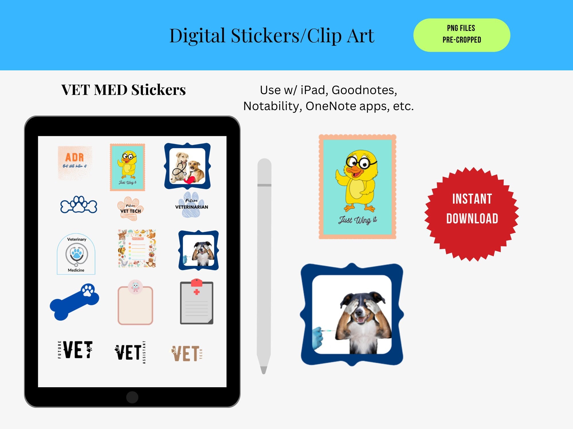 Digital Stickers/clip Art Vet Med Themed Instant Download - Etsy