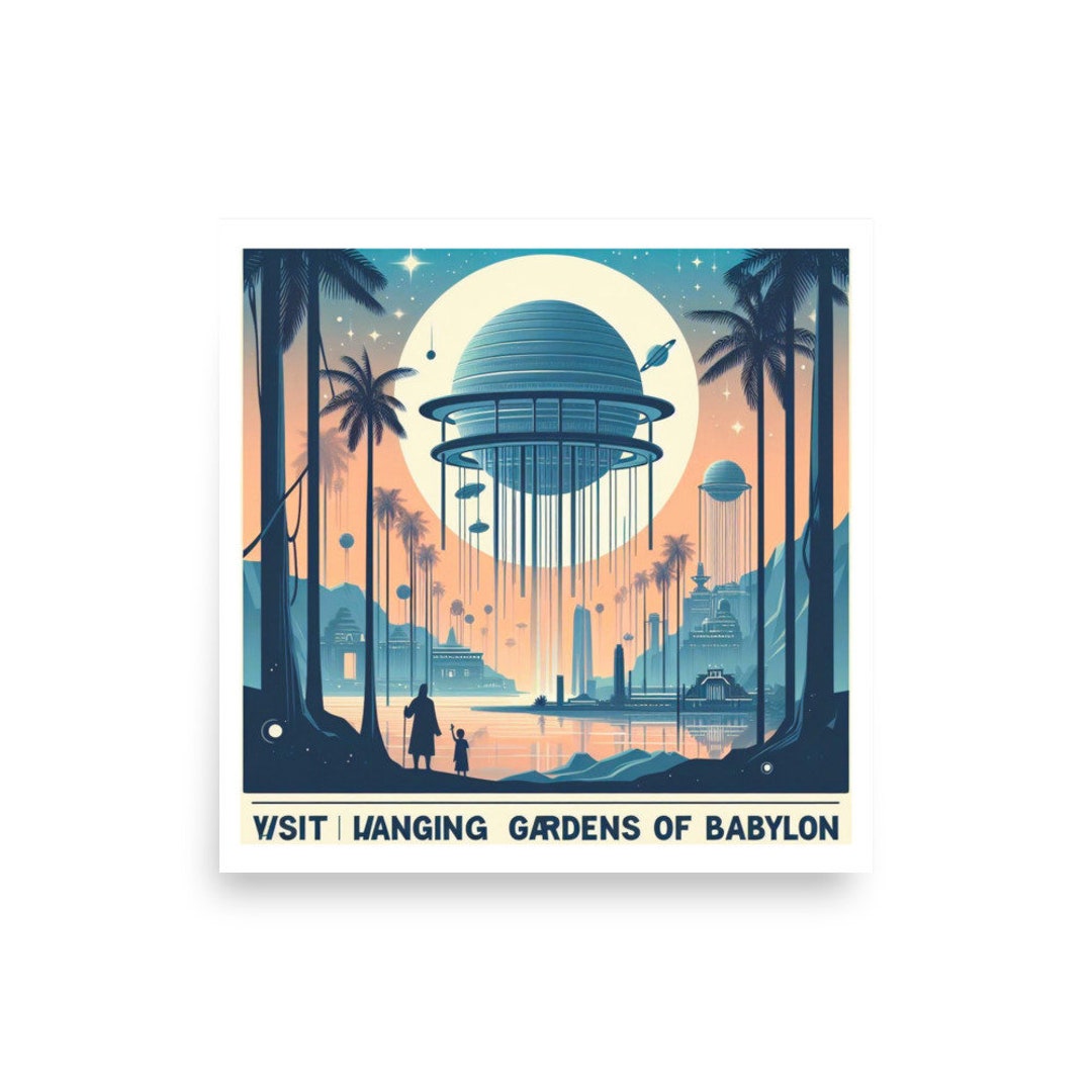 Hanging Gardens of Babylon, Futuristic Travel Poster - Etsy