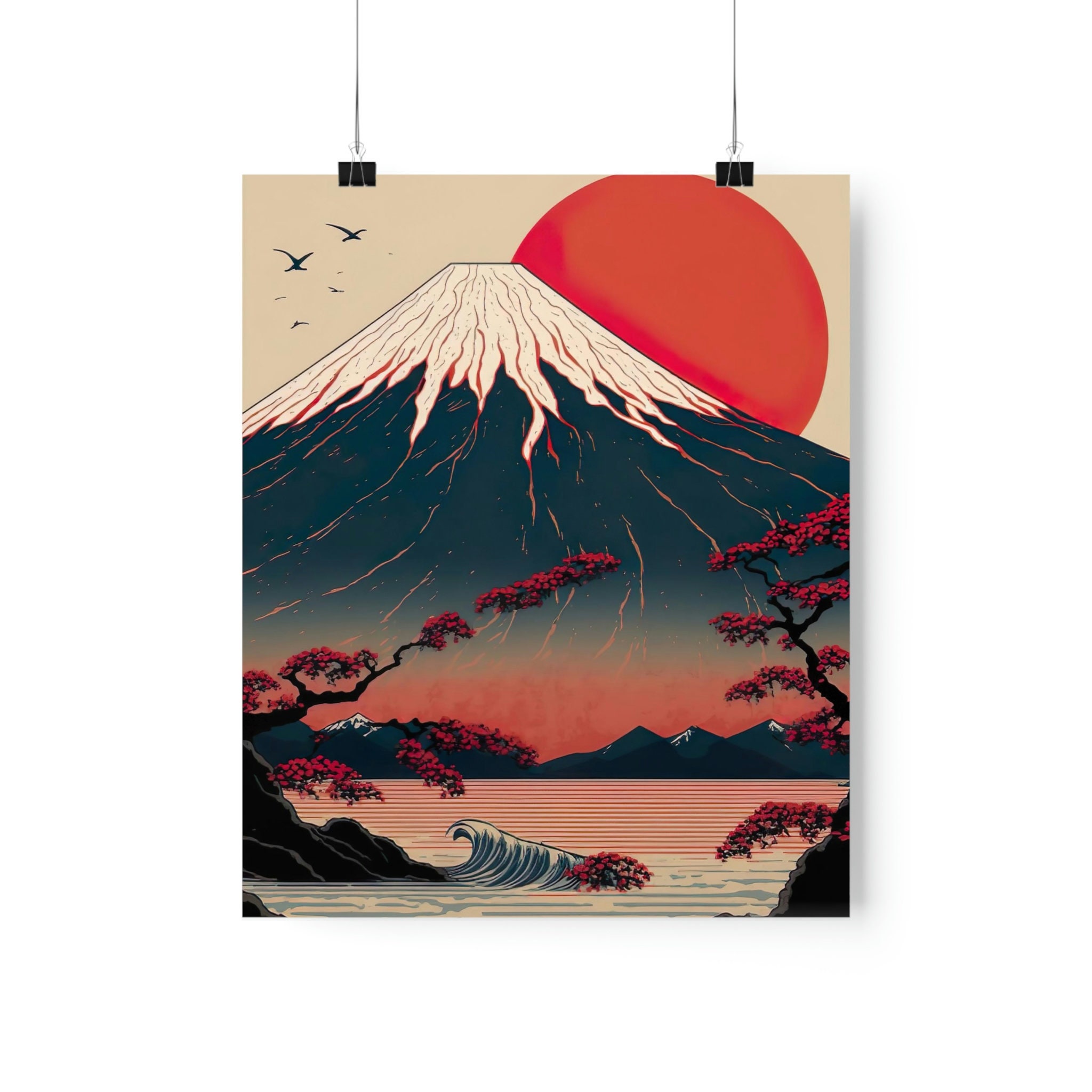 Ukiyo-e Style Art Print, Mount Fuji Sunrise Ukiyo-e Art, Japanese Art ...