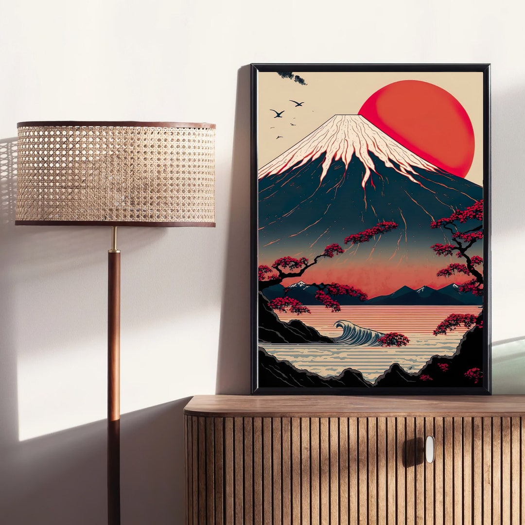 Ukiyo-e Style Art Print, Mount Fuji Sunrise Ukiyo-e Art, Japanese Art ...