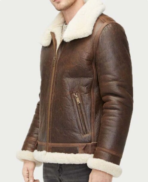 Men's Handcrafted Designer Brown B3 Bomber Winter Jacket-handmade ...