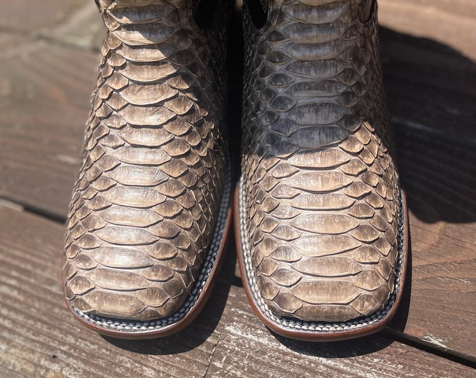 90s Acme Mens Size 8.5 EW Python Snakeskin Leather Cowboy Boots Black ...