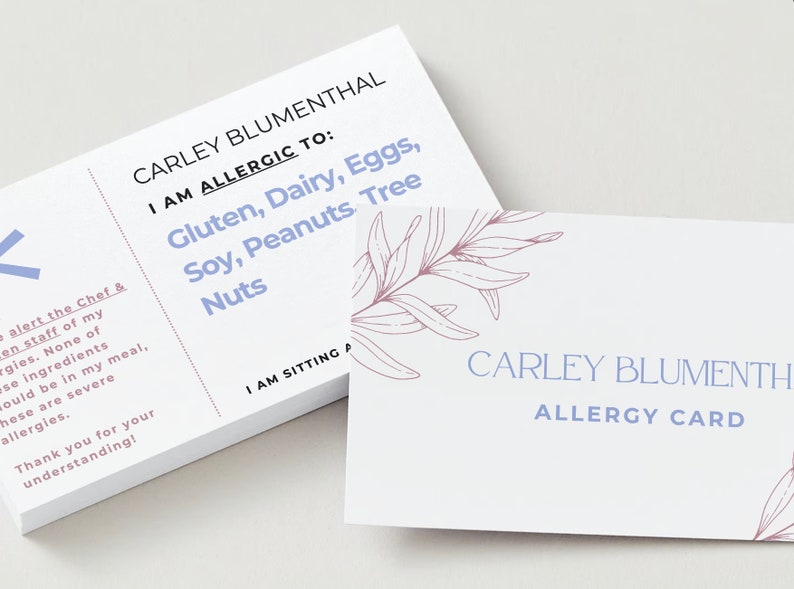 Editable Allergy Alert Card | Customizable CANVA Template | Food ...