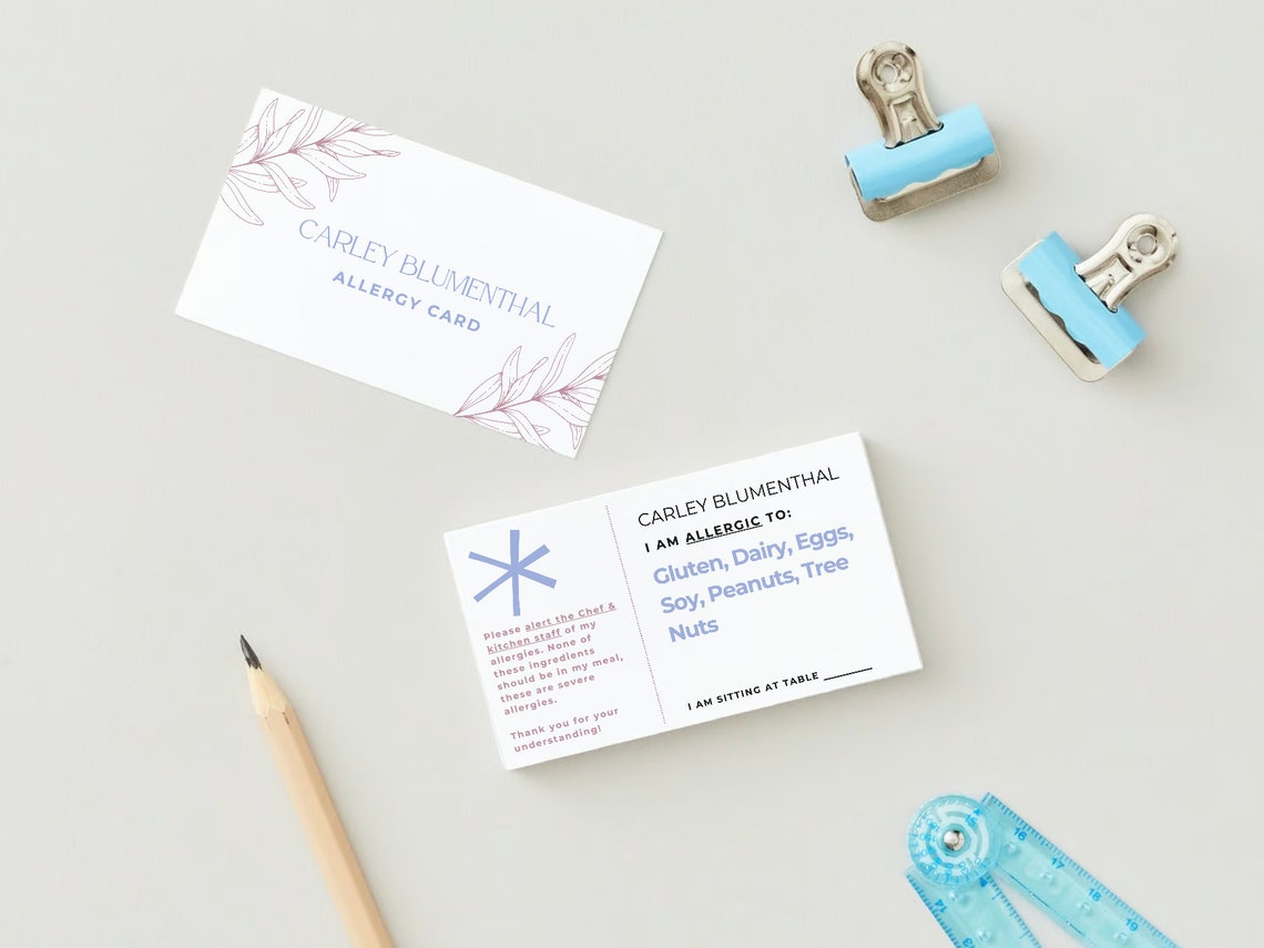 Editable Allergy Alert Card | Customizable CANVA Template | Food ...