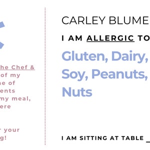 Editable Allergy Alert Card | Customizable CANVA Template | Food ...