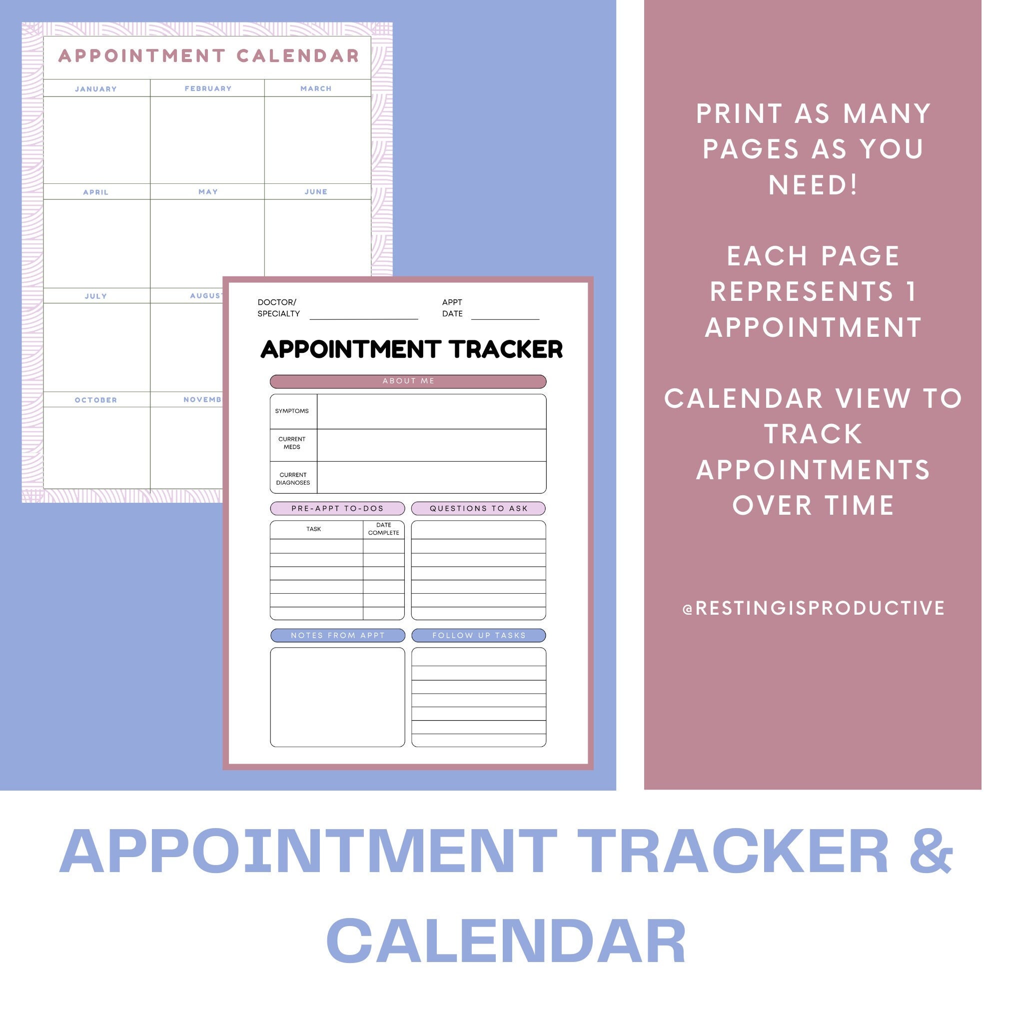 Chronic Illness Appointment Tracker & Calendar | Spoonie Life | Master ...