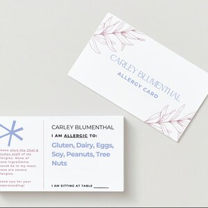 Editable Allergy Alert Card | Customizable CANVA Template | Food ...