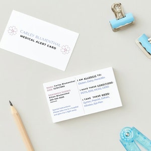 Customizable Medical Alert Card | Emergency Health Info (CANVA Template ...