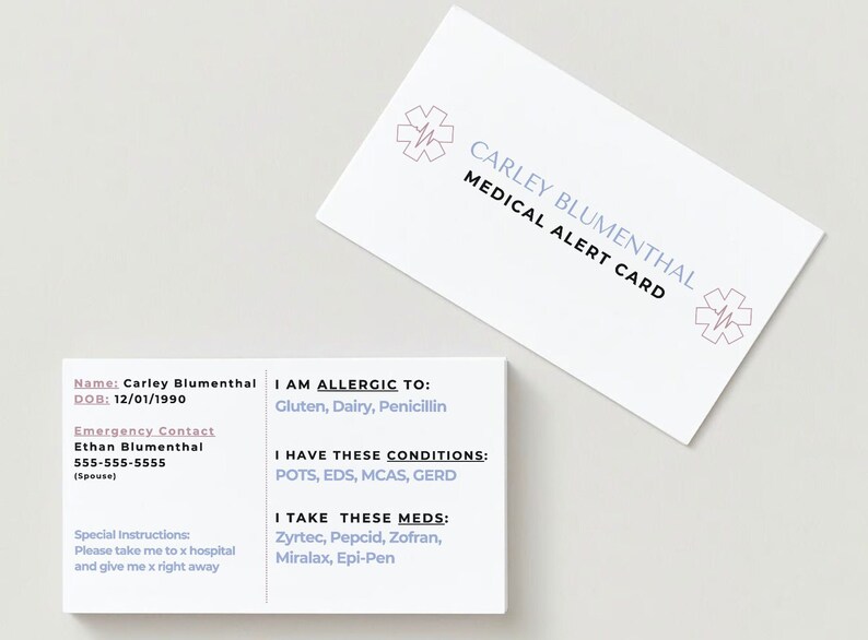 Customizable Medical Alert Card | Emergency Health Info (CANVA Template ...