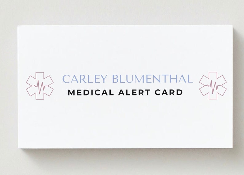 DIY Medical Alert Card Customizable CANVA Design Emergency EMS Warning ...
