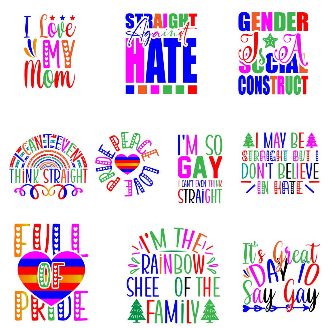 Gay Pride SVG Bundle Sublimation Clipart for LGBT Pride - Etsy