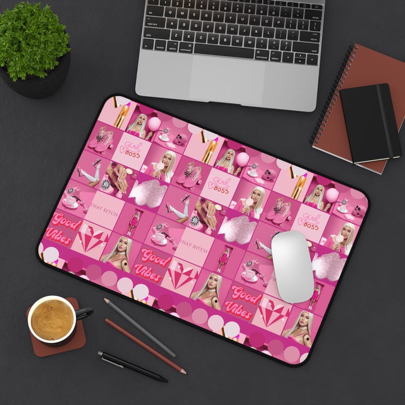 Pink Barbie Desk Mat - Girly Mouse Pad for Work or Study, Office Desk ...