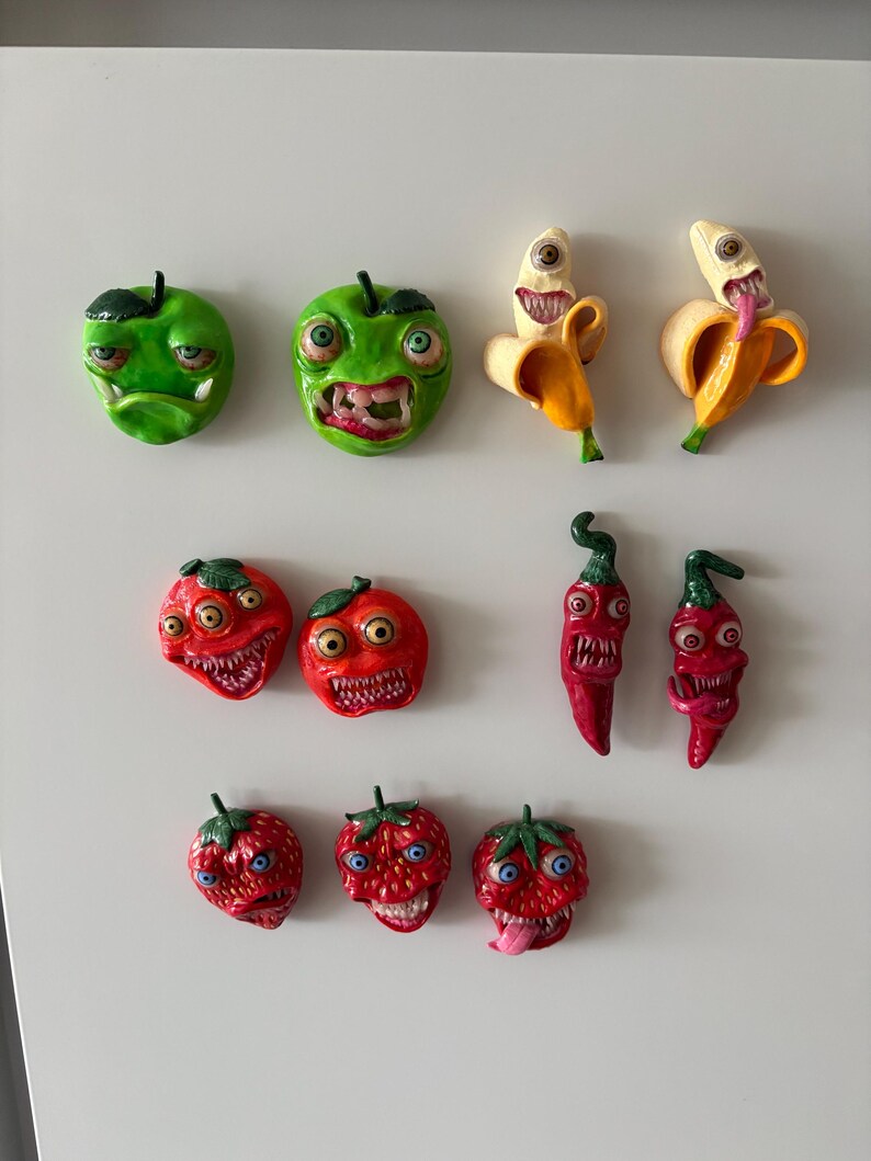 Kooky Banana Magnets – Handmade Polymer Clay Kitchen Decor With Resin ...