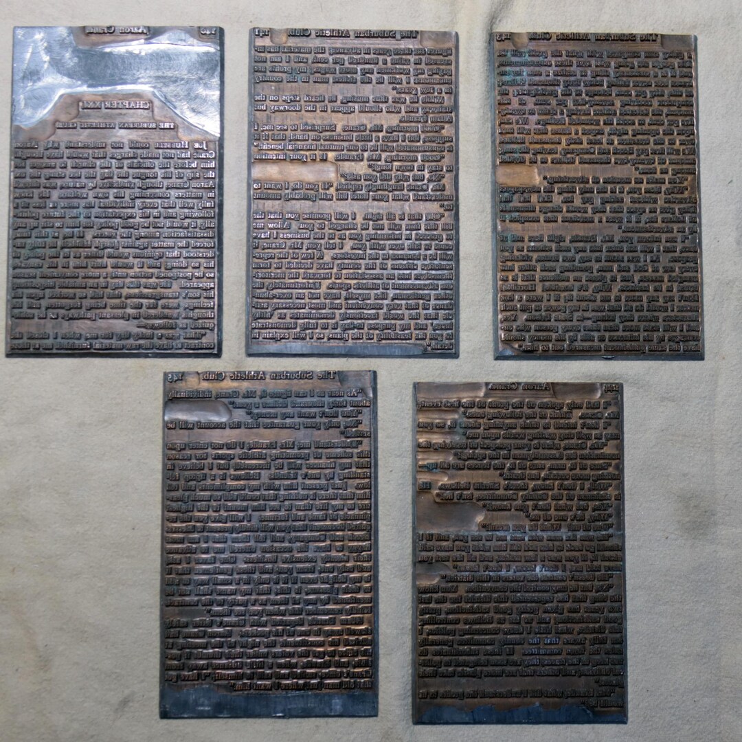 5 Antique 1901 Decorative Metal Printing Plates From Book Aaron Crane ...