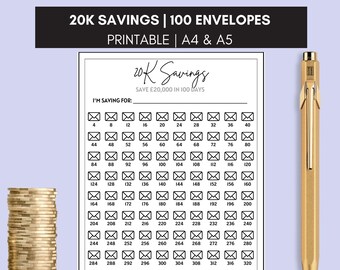 10k Printable 100 Envelope Savings Challenge Tracker - Etsy
