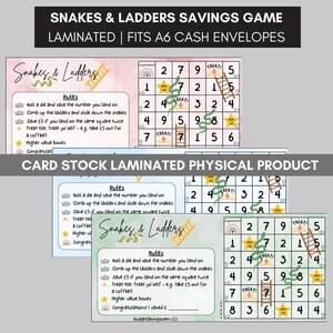 Snakes and Ladders Saving Game, Savings Challenge Game, Cash Stuffing ...