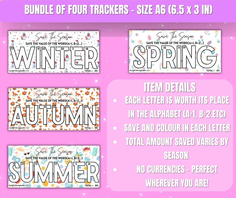 PRINTABLE Four Seasons Savings Challenge: Cash Stuffing Trackers - Etsy ...
